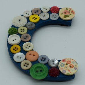 Hand Crafted | Kitchen | Hand Crafted Blue Letter C Wooden Button ...